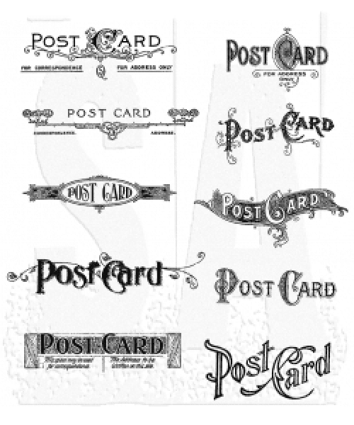 POSTCARDS RUBBER STAMP SET - Stämpelset med post- / vykortstema från ...