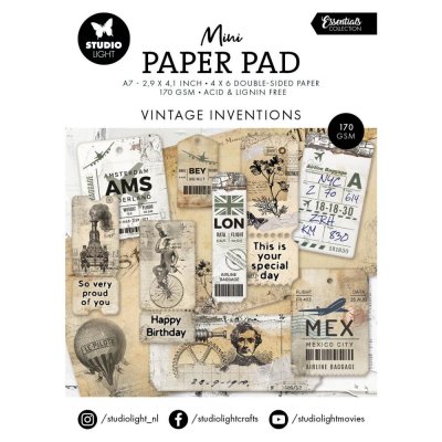 VINTAGE INVENTIONS mini paper pad from Studio Light A7