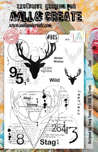 #805 STAG animal collage clear stamp set - Stämpelset med ...