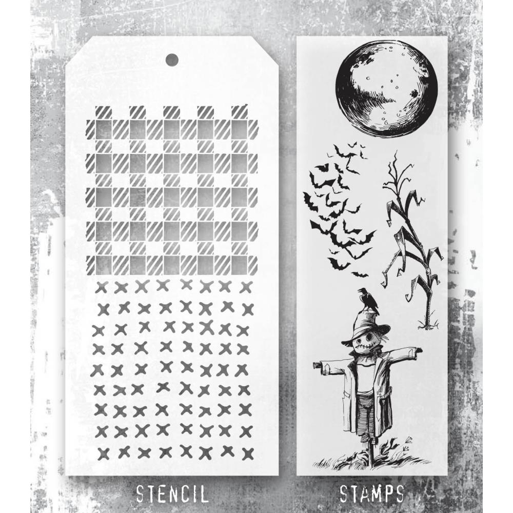 THE SCARECROW Halloween stamp & stencil set - Stämplar och scabloner ...